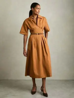 REISS Aubrey Cotton Midi Dress
