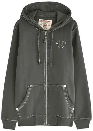 True Religion Big T Hooded Cotton-Blend Sweatshirt In Grey - 40