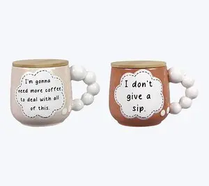 YOUNG'S INC. Young's S/4 Humor Thought Bubble Mugs With Bamb Oo Lid/coaster - One-color