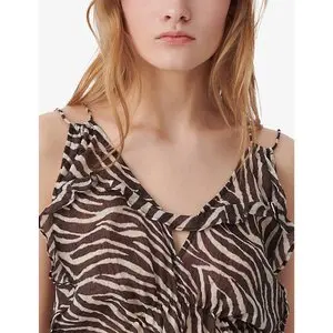 IRO PARIS Vojita Zebra-print Lyocell-blend Top