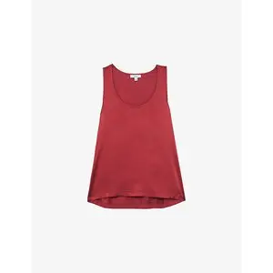 REISS Ruby Sleeveless Stretch-silk Top - Rose Red