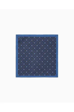 Giorgio Armani Printed Silk Pocket Square - Blue