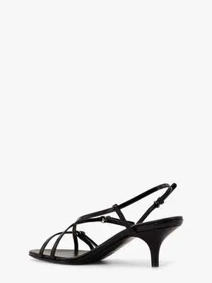 Miu Miu Patent Leather Sandals With Gold Buckles