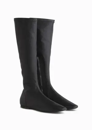 Co Stretch Leather Knee-high Bootie - Black