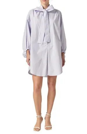 English Factory Billow Tie Neck Shirtdress - Lilac