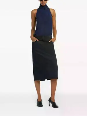 COURREGES Belted Midi Skirt - Blue