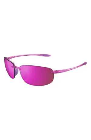 Maui Jim Ho'okipa 64mm Rectangular Sunglasses - Shiny Cyclamen Pink