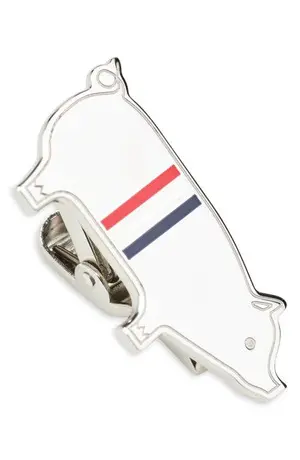 Thom Browne Pig Sterling & Enamel Tie Clip - Silver