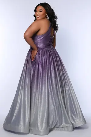 SYDNEY'S CLOSET Halter Neck A-line Gown - Grape