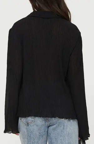 Princess Polly Selma Crinkle Button-up Top - Black