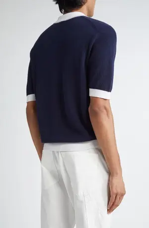Eleventy Cotton & Virgin Wool Polo Sweater - 11-01 Blue And White