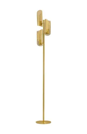 BRIGHTECH Lyra 71" Mid-century Modern Led Floor Lamp With Metal Cylinder Shades - Antique Brass