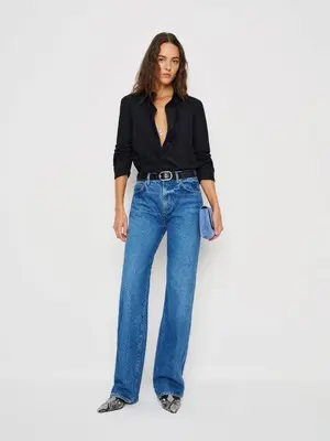 REFORMATION Alfie Relaxed Shirt - Black