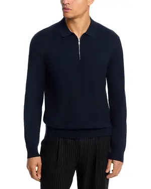 Theory Polo Quarter Zip Fine Knit - Dark Eclipse