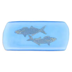 VIETRI Isola Glass Medium Fish Rectangular Tray - Blue