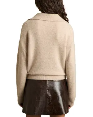 REISS Wool Blend Button-up Knit Sweater