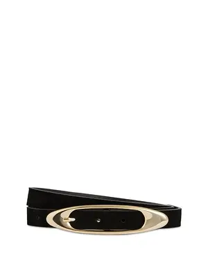REISS Evelina Oval Buckle Belt - Black