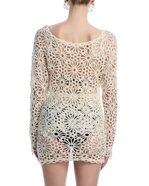 Norma Kamali Crochet Top Swim Cover-up - Cream