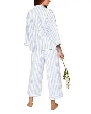 PETITE PLUME Luxe Pima Cotton Wide Leg Pajama Set - White