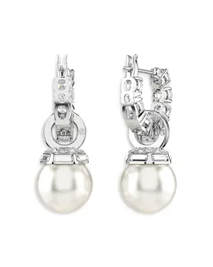 SWAROVSKI Matrix Crystal & Imitation Pearl Drop Earrings - Silver
