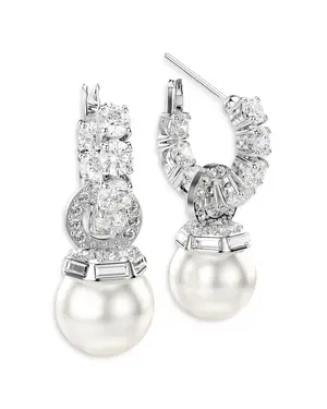 SWAROVSKI Matrix Crystal & Imitation Pearl Drop Earrings - Silver