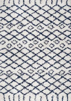 JONATHAN Y Algaida Moroccan Diamond Shag Area Rug Beige/navy