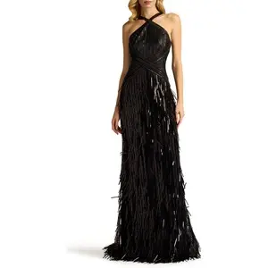 Tadashi Shoji Sequin And Tassel Gown - Black