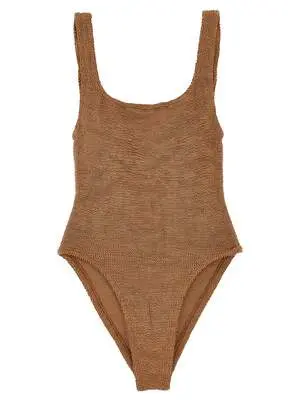 Hunza G Square Neck One-piece Swimsuit - Brown