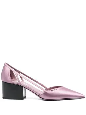 Prada Satin Cut-out Pumps - White