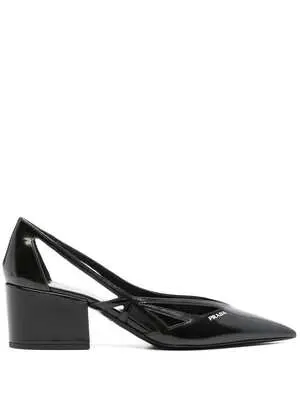 Prada Leather Cut-out Pumps - Black