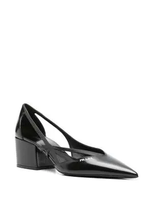 Prada Leather Cut-out Pumps - Black
