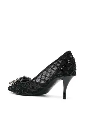 ROGER VIVIER Flower Strass Pumps - Black