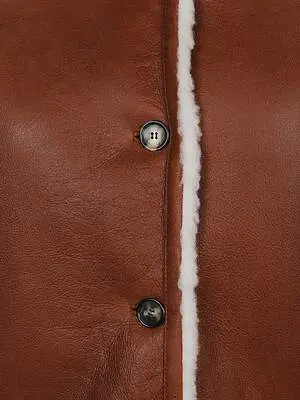 Loewe Shearling Leather Jacket - Leather Brown
