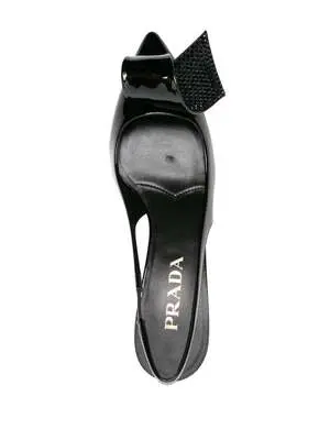 Prada Patent Leather Slingback Pumps - Black