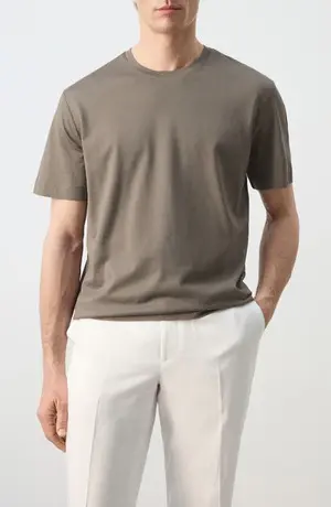 Mango Regular Fit Cotton T-shirt - Medium Brown