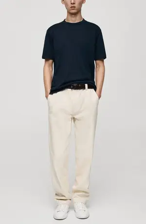 Mango Regular Fit Cotton T-shirt - Navy