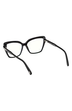 TOM FORD 55mm Cat Eye Optical Glasses - Black Eco / T Logo