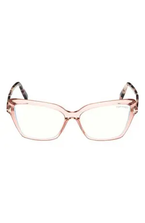 TOM FORD TOM FORD 55mm Cat Eye Optical Glasses Light Rose /t Logo