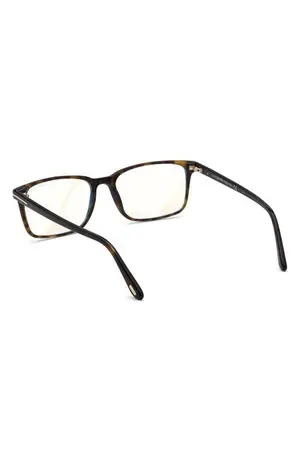 TOM FORD 56mm Rectangular Optical Glasses - Havana Rose Gold/t Logo