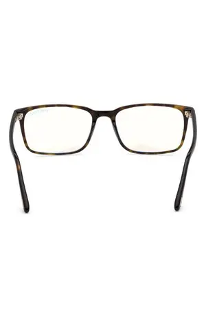 TOM FORD 56mm Rectangular Optical Glasses - Havana Rose Gold/t Logo