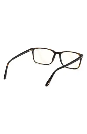 TOM FORD 56mm Rectangular Optical Glasses - Havana Rose Gold/t Logo