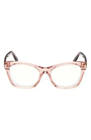 TOM FORD 53mm Cat Eye Optical Glasses - Pink Vintage Rose Havana