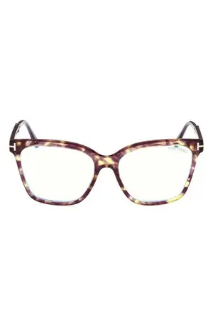 TOM FORD 56mm Square Optical Glasses - Violet Yellow Havana Rose Gold