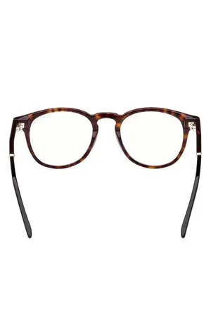 TOM FORD 49mm Round Optical Glasses - Havana Rose Gold / T Logo