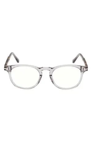 TOM FORD 49mm Round Optical Glasses - Smoke Grey Palladium