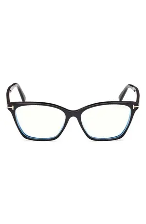 TOM FORD TOM FORD 56mm Cat Eye Optical Glasses Black Eco / T Logo