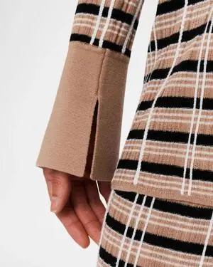 JOSEPH Striped Knit Polo Sweater - Blusher Combo