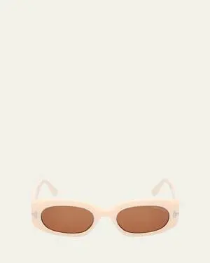 TOM FORD Cielle Oval Sunglasses - Shiny Ivorybrown Lenses
