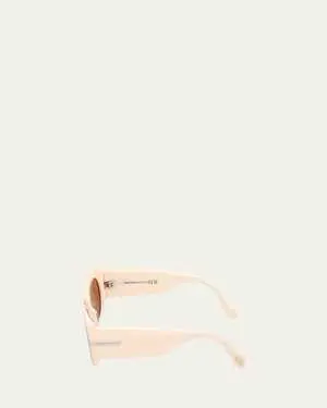 TOM FORD Cielle Oval Sunglasses - Shiny Ivorybrown Lenses