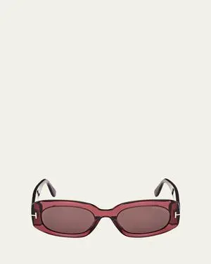 TOM FORD Cielle Oval Sunglasses - Shiny Transp Wine